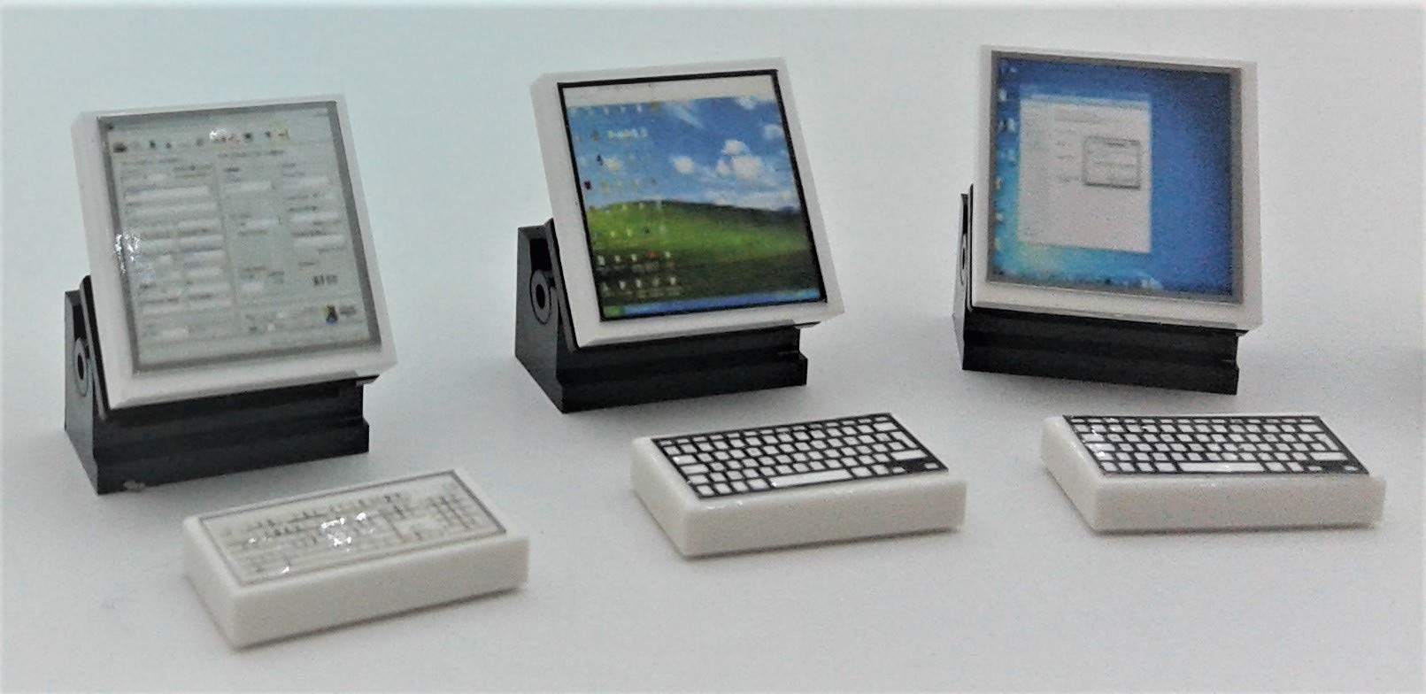 Building Toys Custom Bricks Computers Office Setup Businessman. Set of 5. 2x2 Tiles & Keyboards