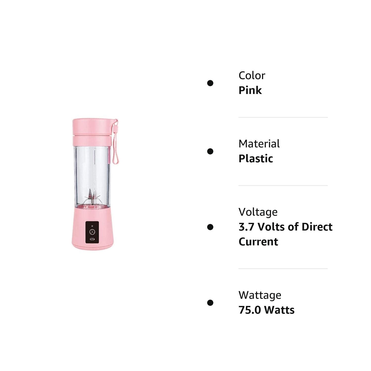 Generic Portable Blender, 13 Ounce Capacity, Pink
