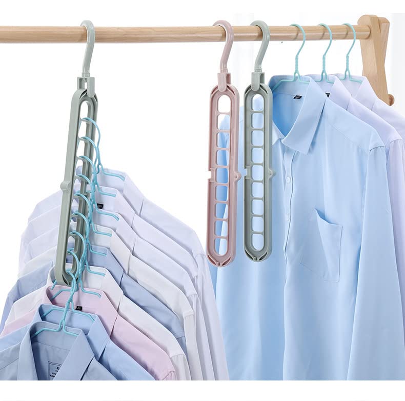 Askfairy 5PCS Multifunctional Foldable Hanger with 9 Holes Space Saving Hangers for Heavy Clothes, Shirts Pants Dresses Coats