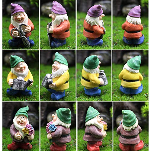 MAOMIA Miniature Gnome Figurines 6 Pcs Fairy Garden Gnome Statues Micro Landscape Decoration Plant Flower Pots Ornaments(Random 6