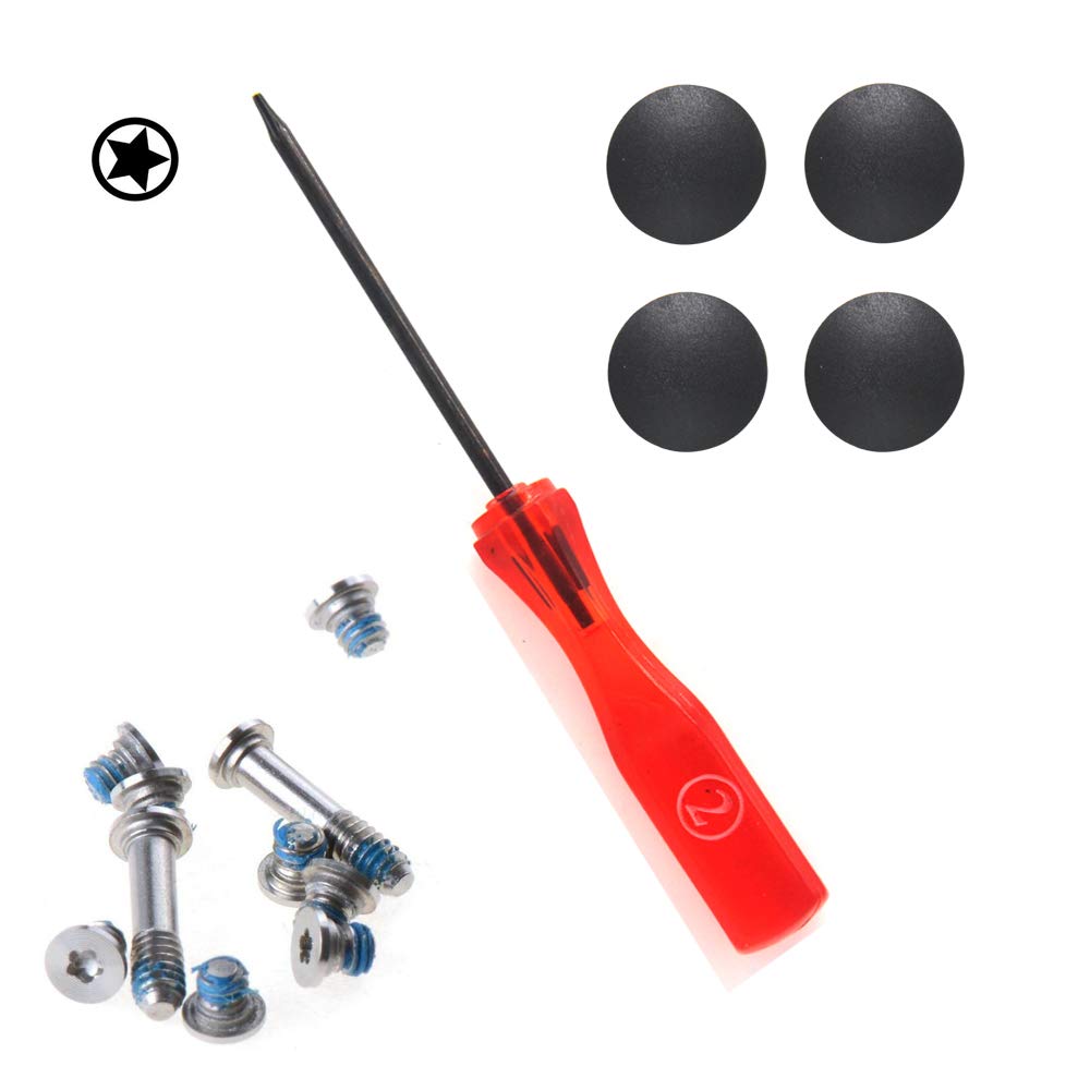 Padarsey 4 Pack Rubber Case Feet+10pcs Repair Screws +1pcs 5 Point Pentalobe Screwdriver Set Compatible for MacBook Air A1370 A1369 A1465 A1466 11" 13"(MacBook Air)