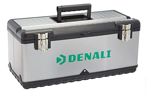 Amazon Brand - Denali Tool Box with Metal Latches, 23.3 x 11.0 x 10.8 in, Black