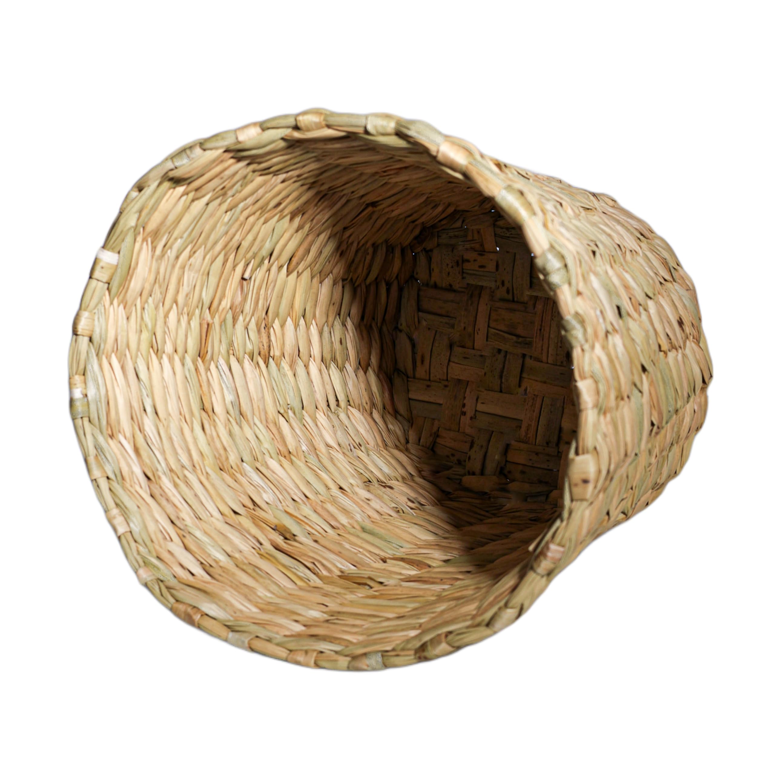 Woven Water Hyacinth Wicker Waste Basket, Natural Trash Basket (Natural)