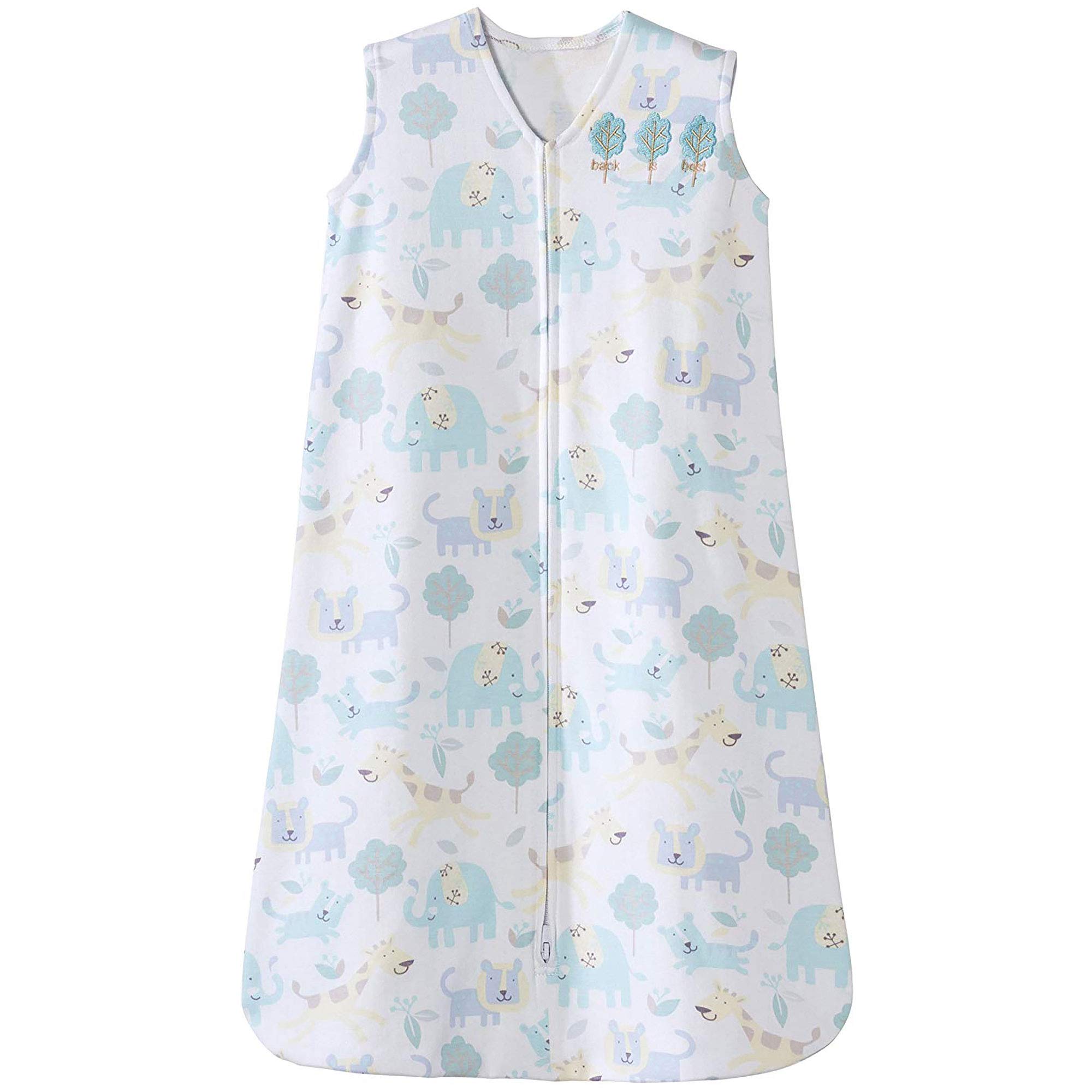 Halo Sleepsack Cotton Wearable Blanket, Blue Jungle Animals, Small