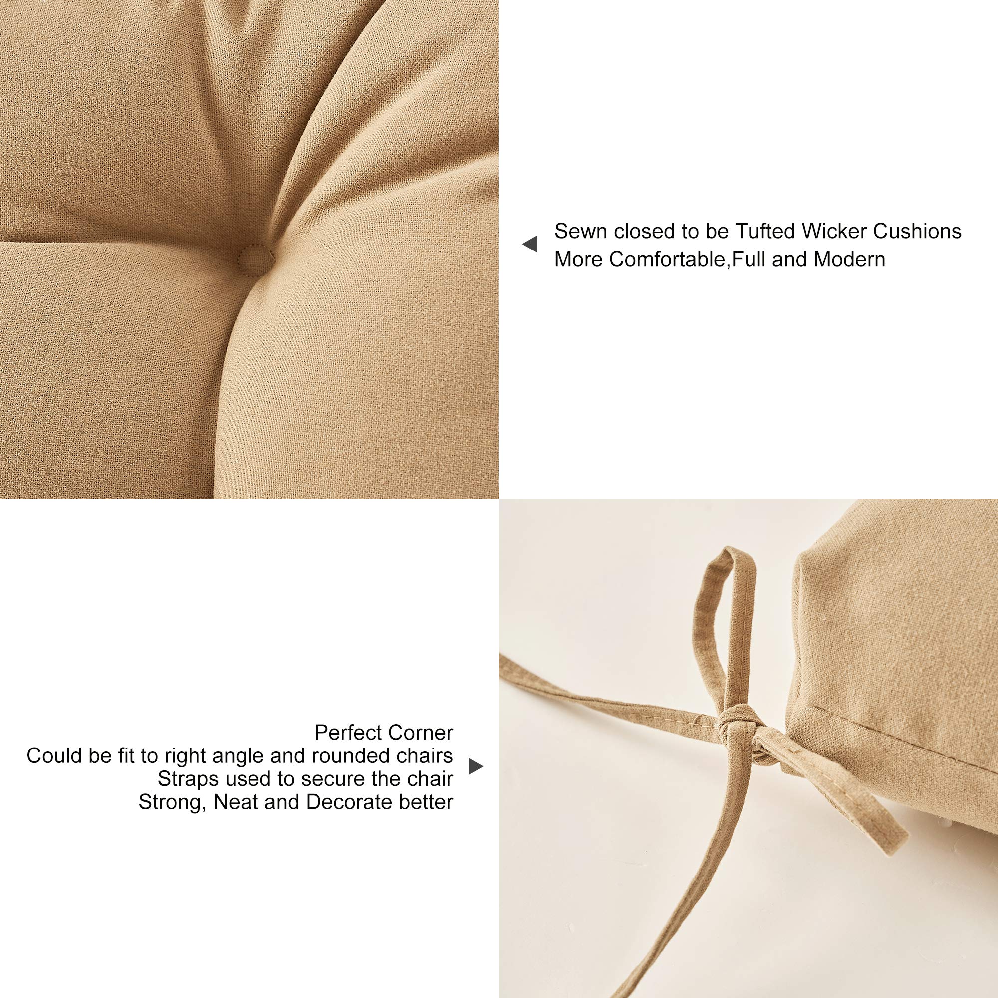 ARTPLAN Seat/Back Outdoor Chair Cushion,Patio Chair Cushion with Tie,Tufted Patio Cushion Replacement,Set of 2,20X20X4 (2 Pack)