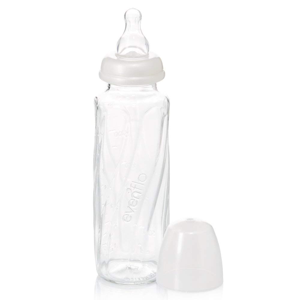 Evenflo Feeding Glass Premium Proflo Vented Plus Bottles for Baby, Infant and Newborn - Helps Reduce Colic - Clear, 8 Ounce (Pack of 6)
