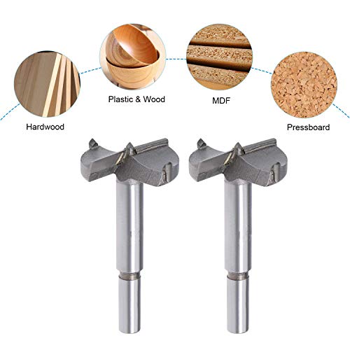 ASNOMY 5PCS Large Size Forstner Drill Bit Boring Woodworking Hole Saw Set, 40/45/50/60/70mm Carbide Steel Hinge Cutter Tool Kits for Wood Plastic Plywood(Large Size)