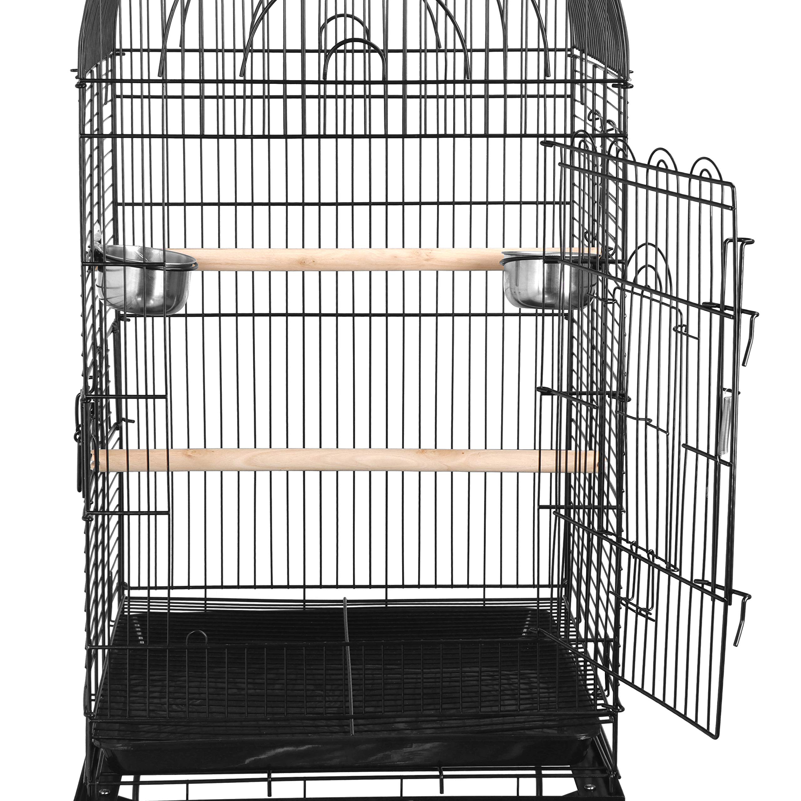 63.5 Inches Medium Bird Cage Open Top Parrot Cage with Detachable Stand, Rolling Wheels Lovebird Cockatiel Quaker Sun Parakeet Green-Cheek Conure Cage