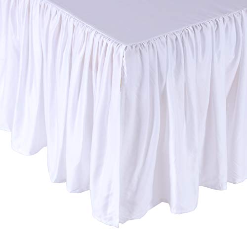 Crib Skirt Dust Ruffle, 100% Egyptian Cotton 400 Thread Count Soft Breathable Crib Bedding Skirt for Baby, Boys and Girls, Fading Resistant (White)