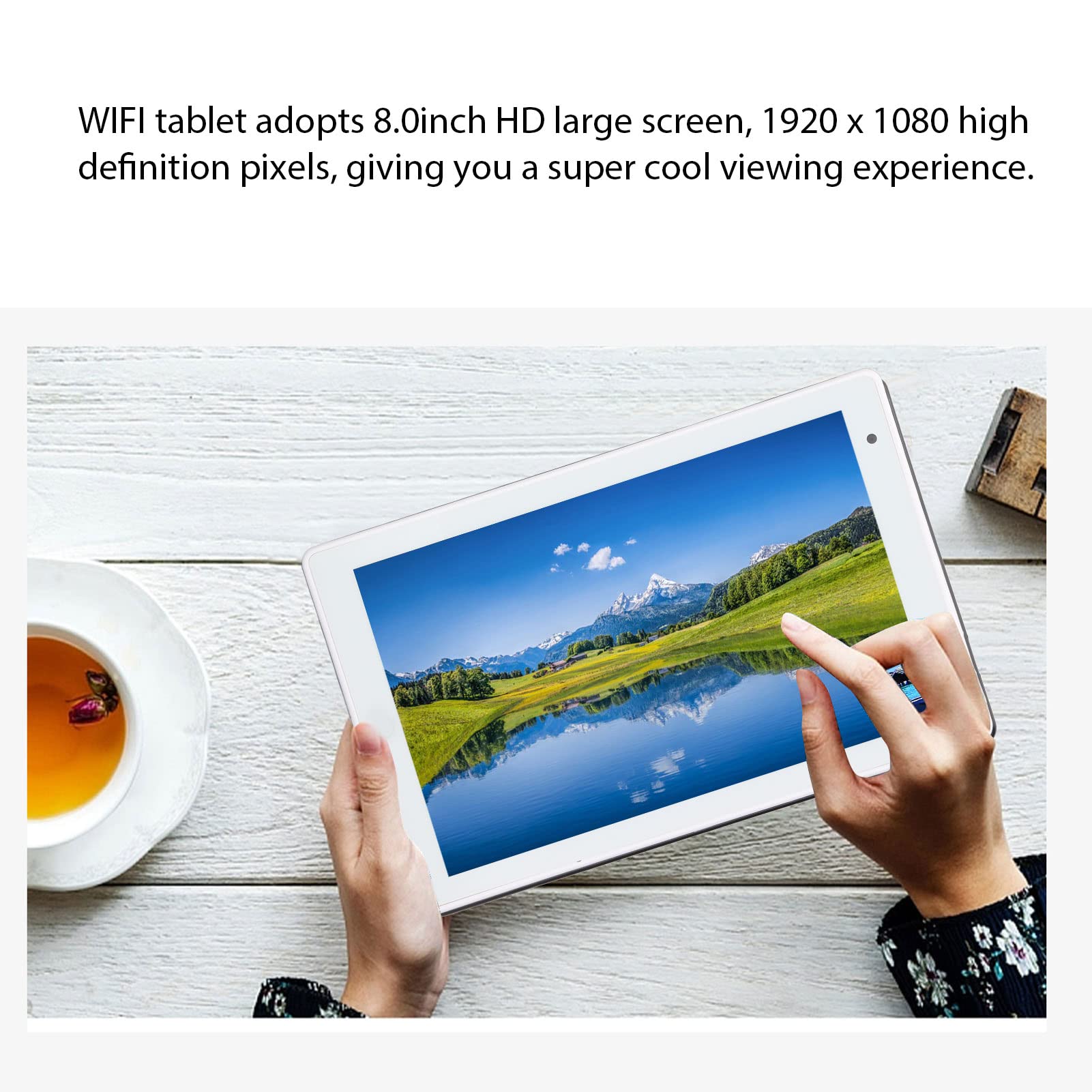 8 Inch Tablet Dual SIM Dual Standby, 4GB RAM 64GB ROM, 1920x1080 HD Display, Dual Camera, 8000mAh Battery, 6.0 Tablet for Kids (Blue)