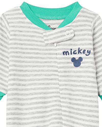 Amazon Essentials Disney | Marvel | Star Wars Unisex Babies' Cotton Footed Sleep and Play - Discontinued Colors, Pack of 2, Mickey Oh Boy, 3-6 Months