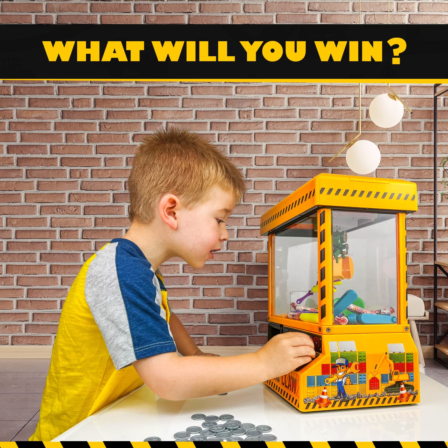 Bundaloo Claw Machine Arcade Game with Sound, Cool Fun Mini Candy Grabber Prize Dispenser Vending Toy for Kids, Boys & Girls (Big Rig Claw)