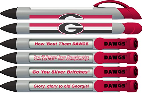 Greeting Pen University of Georgia Bulldogs Rotating Message Pens - 4 Pack (8004) Officially Licensed Collegiate Product