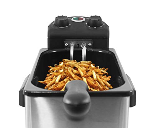 Elite Gourmet EDF-3500# Electric Immersion Deep Fryer. Removable Basket, Timer Control Adjustable Temperature, Lid with Viewing Window and Odor Free Filter