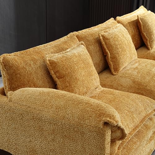 Convertible Modular Sectional Sofa with Chaise Lounge, L Shaped Free Combination Chenille Upholstery Boucle Cloud Couch with Solid Wood Legs,Corner Sofa&Couch for Living Room Furniture Sets