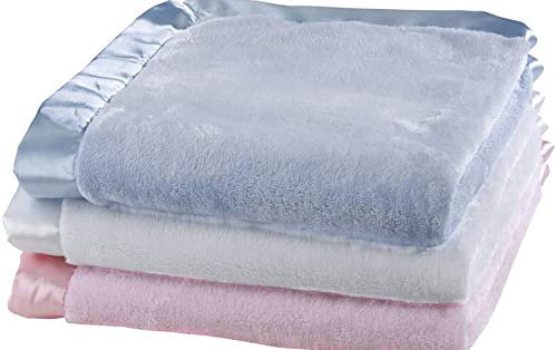 Kids-Pillowcases-By-Stockingfactory Personalized Baby Blankets for Boys (30x40, Blue Micro Plush Fleece Satin Edge Trim) Custom with Baby's Name for Newborn Baby Christening Baptism