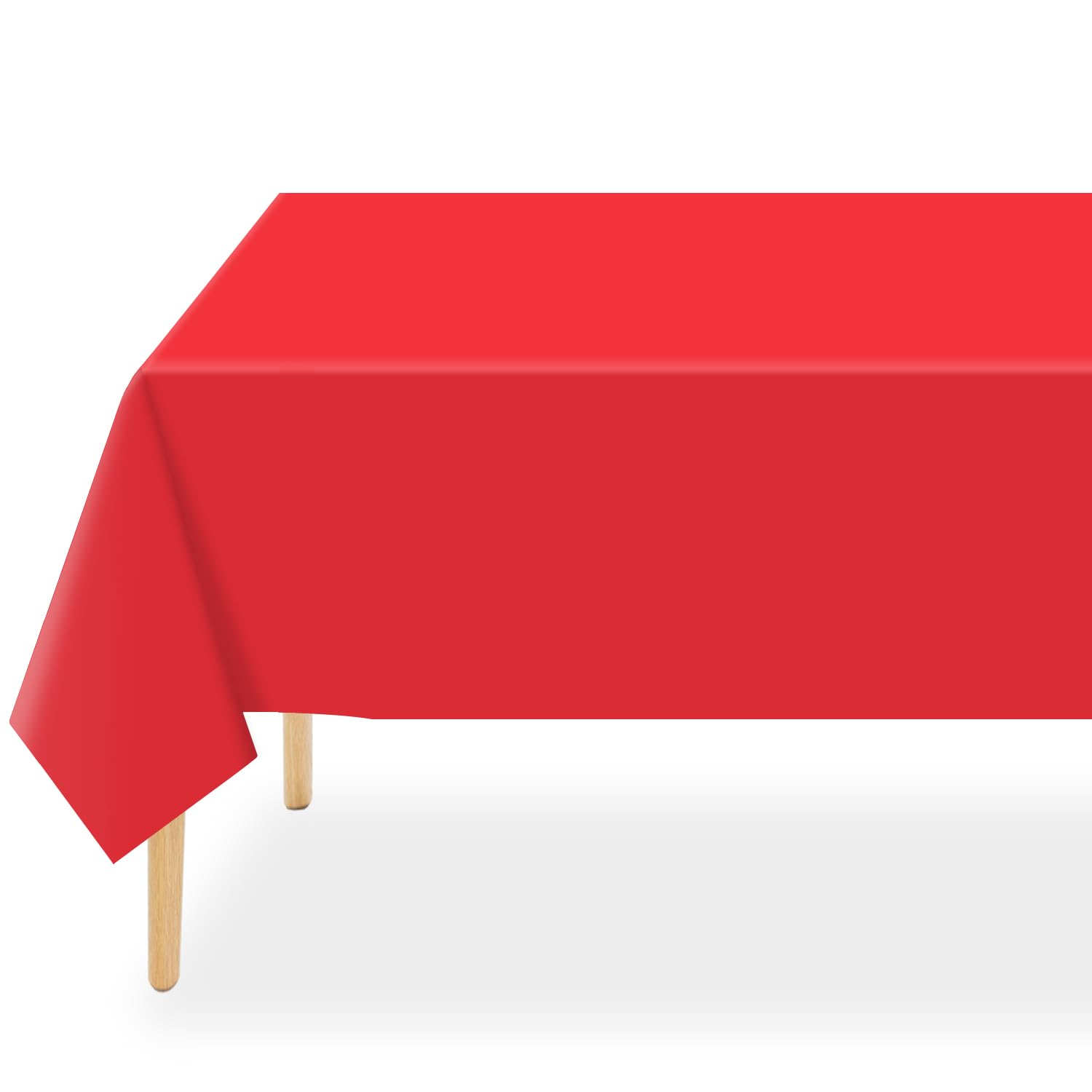 QIKSION 2 Pack Red Plastic Tablecloth Disposable Table Covers Ruby Shine Red Table Cloths for Parties Bridal Shower Birthday Engagement Wedding, Fits 6 to 8 Foot Rectangle Tables (54 × 108 Inch)