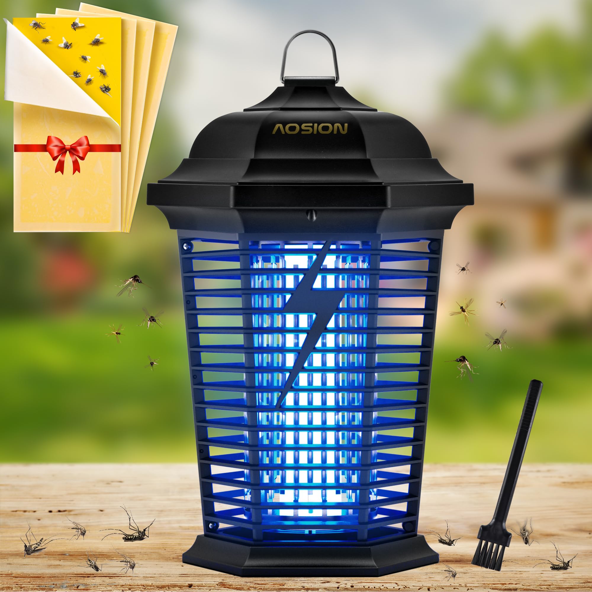 AOSION-Bug Zapper Outdoor,4200V Electronic Mosquito Zapper,Fly Zapper with Mosquito Control Paper,18W UVA Mosquito Lamp,High Powered Waterproof Insect Killer for Indoor, Kitchen, Patio, Backyard.