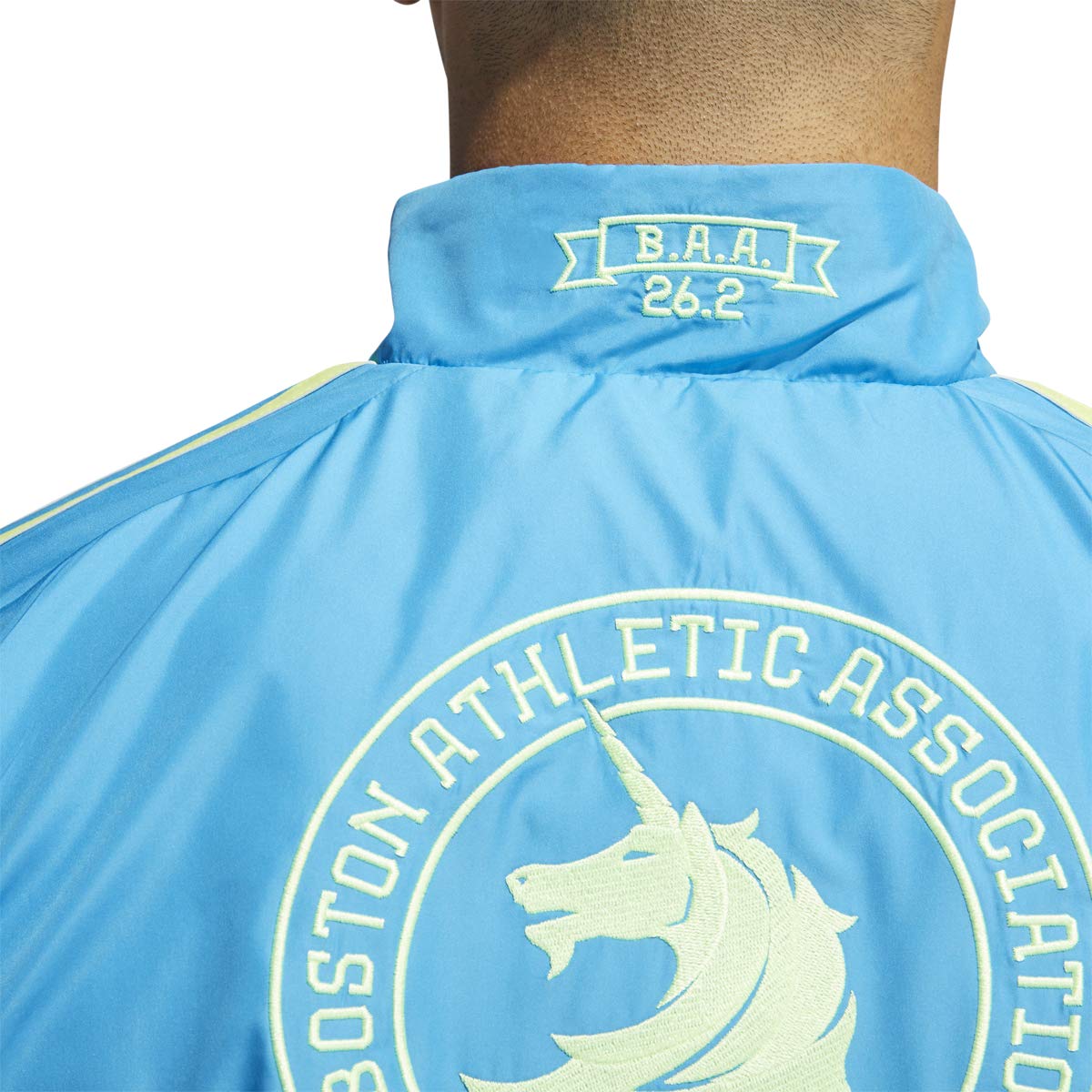 adidas 2019 Men's Boston Marathon Celebration Jacket (Large, Shock Cyan)