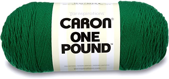 Caron One Pound Kelly Green Yarn - 2 Pack of 454g/16oz - Acrylic - 4 Medium (Worsted) - 812 Yards - Knitting, Crocheting & Crafts