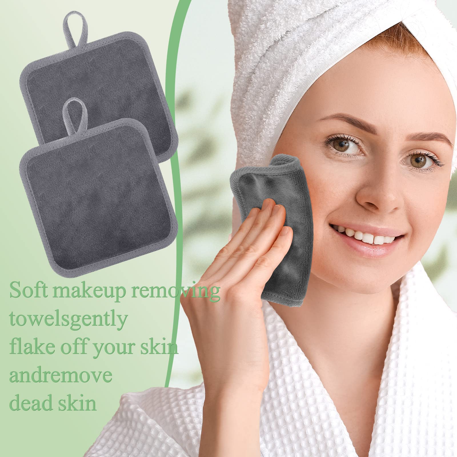 64 Pcs Makeup Remover Pads 5 x 5 Inch Small Makeup Remover Cloth Reusable Thick Microfiber Washable Makeup Remover Towels Face Eraser Washcloth Facial Eye Lip Cleaning Remove Instantly Dirt (Gray)