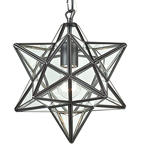 Elk 9-Inch Moravian Star Pendant - 145-001 Mini Pendant in Clear Glass and Oil Rubbed Bronze – LED Bulb, Dimmer and Smart Switch Compatible - Farmhouse and Eclectic Room Décor - Ceiling Light Fixture