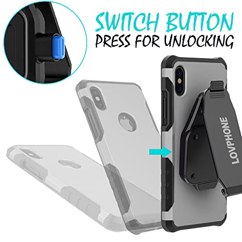 Phone Belt Clip,LOVPHONE Universal Holder with Quick Mount,Easy On/Off for iPhone 14,14 Pro,14 Max,14 Pro Max,13,13 Pro,13 Pro Max,12,12 Pro,12 Pro Max,11,11 Pro,11 Pro Max,X,XS,XR,XS Max,7/8,7/8 Plus