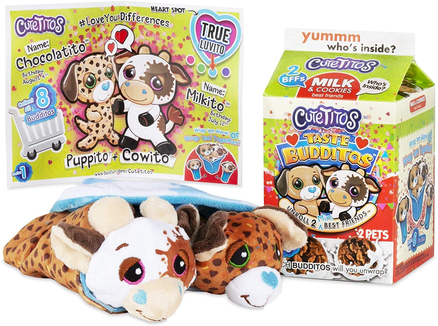 Cutetitos Taste Budditos Milk & Cookies - 2 Collectible Plush Mini Animals - Ages 3+ - Series 1 - Great Gift for Girls and Boys