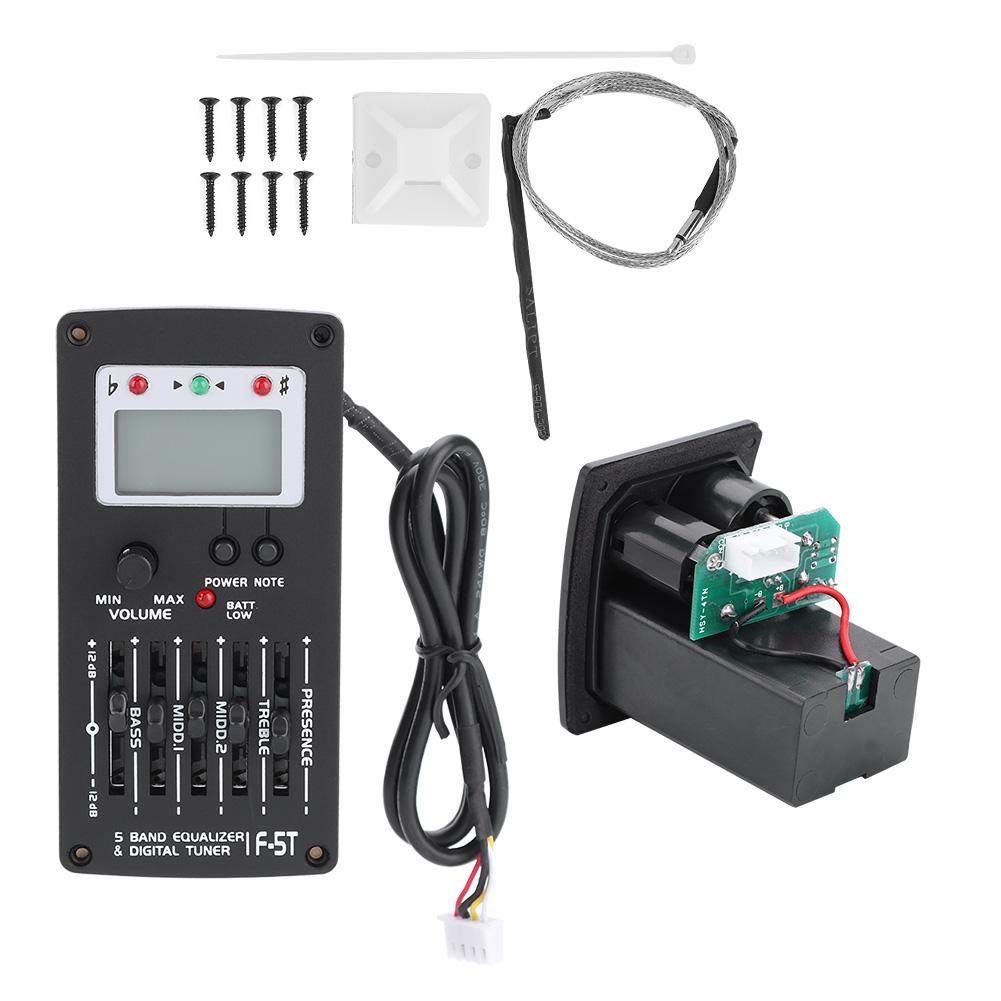 5 Band Guitar Equalizer, F-5T EQ Equalizer Pickup Tuner for Acoustic Guitar Musical Instrument