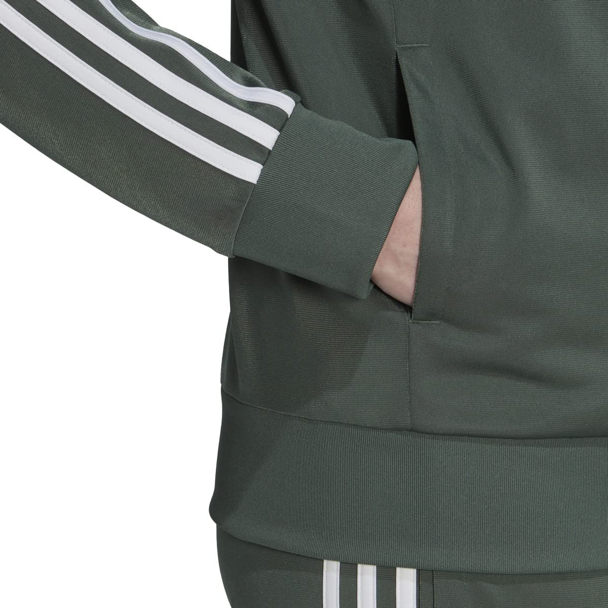 adidas Women's Essentials Warm-Up Slim 3-Stripes Track Jacket, Green Oxide/White, X-Large