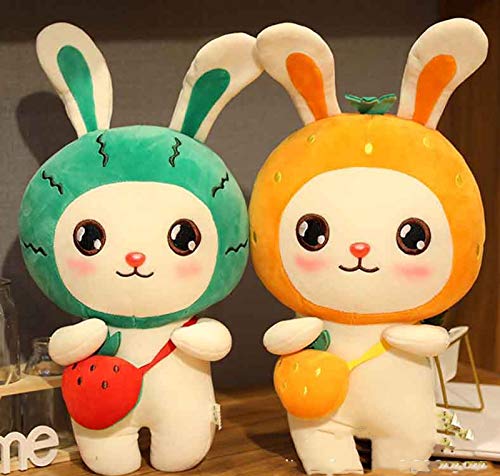 Bunny Plush Cute Strawberry Bunny Stuffed Animal 12inch,Pink Bunny Pillow,Strawberry Rabbit with Backpack,Soft Bunny Doll for Boys and Girls