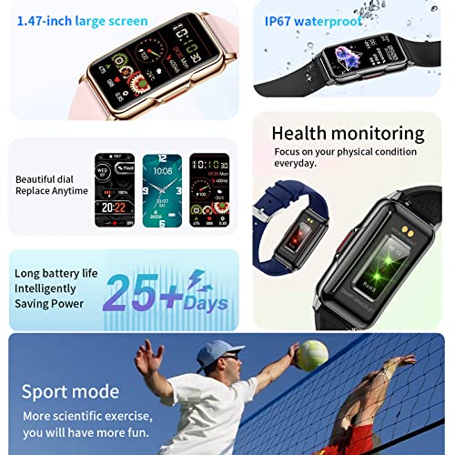 Blue Fitness Tracker Smart Bracelet for Men and Women Ladies Smart Watch with Pedometer Sleep Message Notification 1.47" Full Touch Screen for Android and iOS Phones