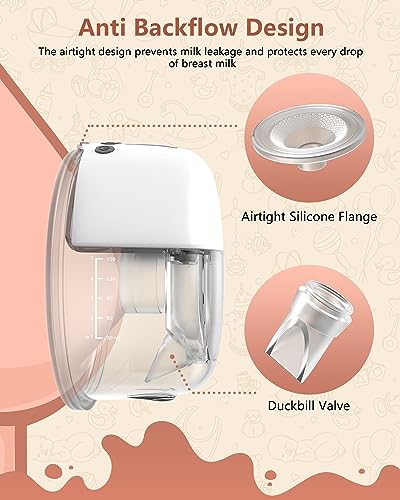 Double Wearable Breast Pump, Hands Free Vacuum Breast Pumps, Lower Noise and Painless, LED Display Memory Function, 4 Modes 9 Levels Electric Breast Pump Portable, 24mm Flange, 2 Pack