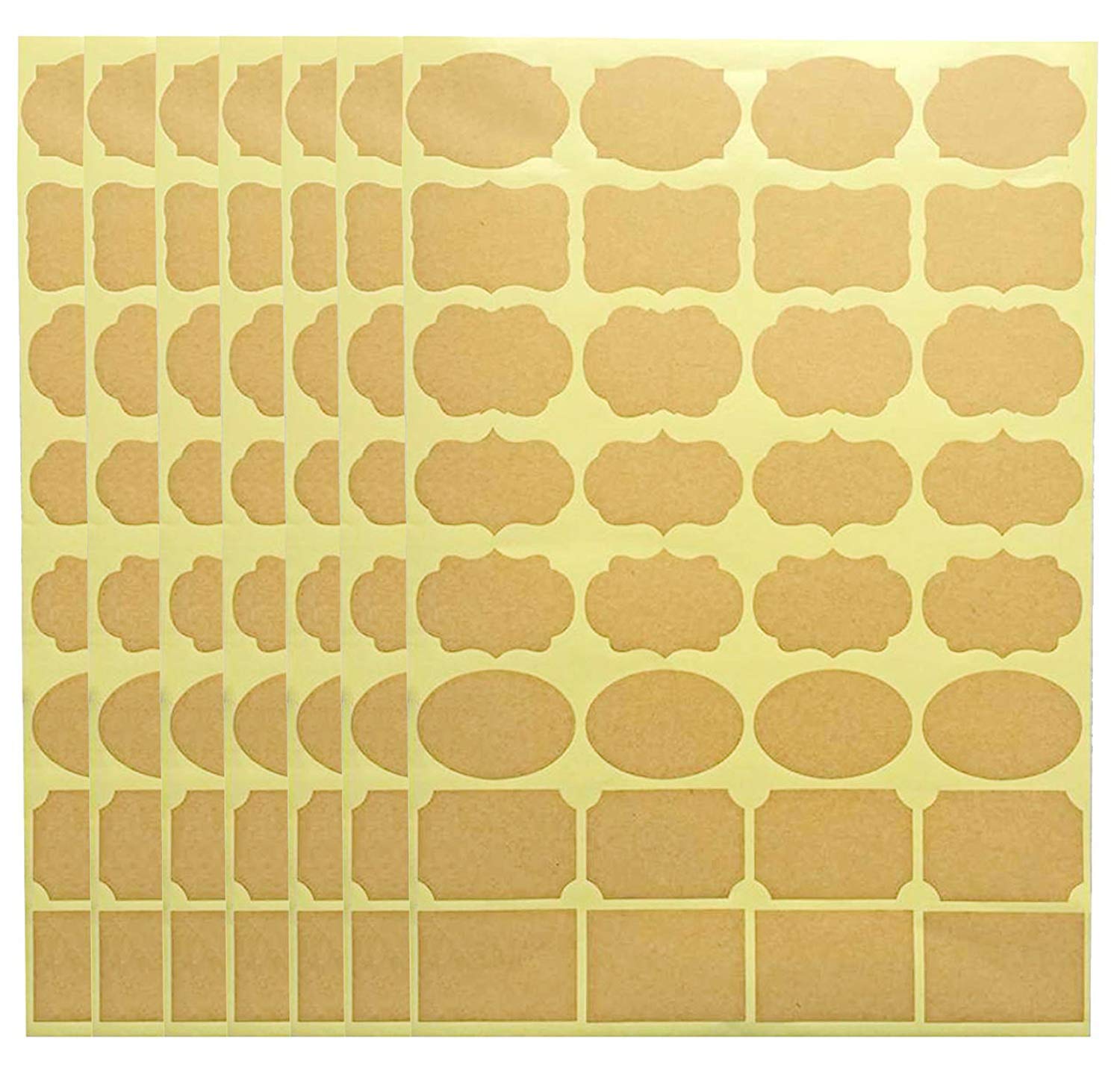 Remarkable Fancy Shape Kraft Paper Stickers Labels for Essential Oil Bottle Food Jars,Herb Jars, Spice Jars (7 Sheets)