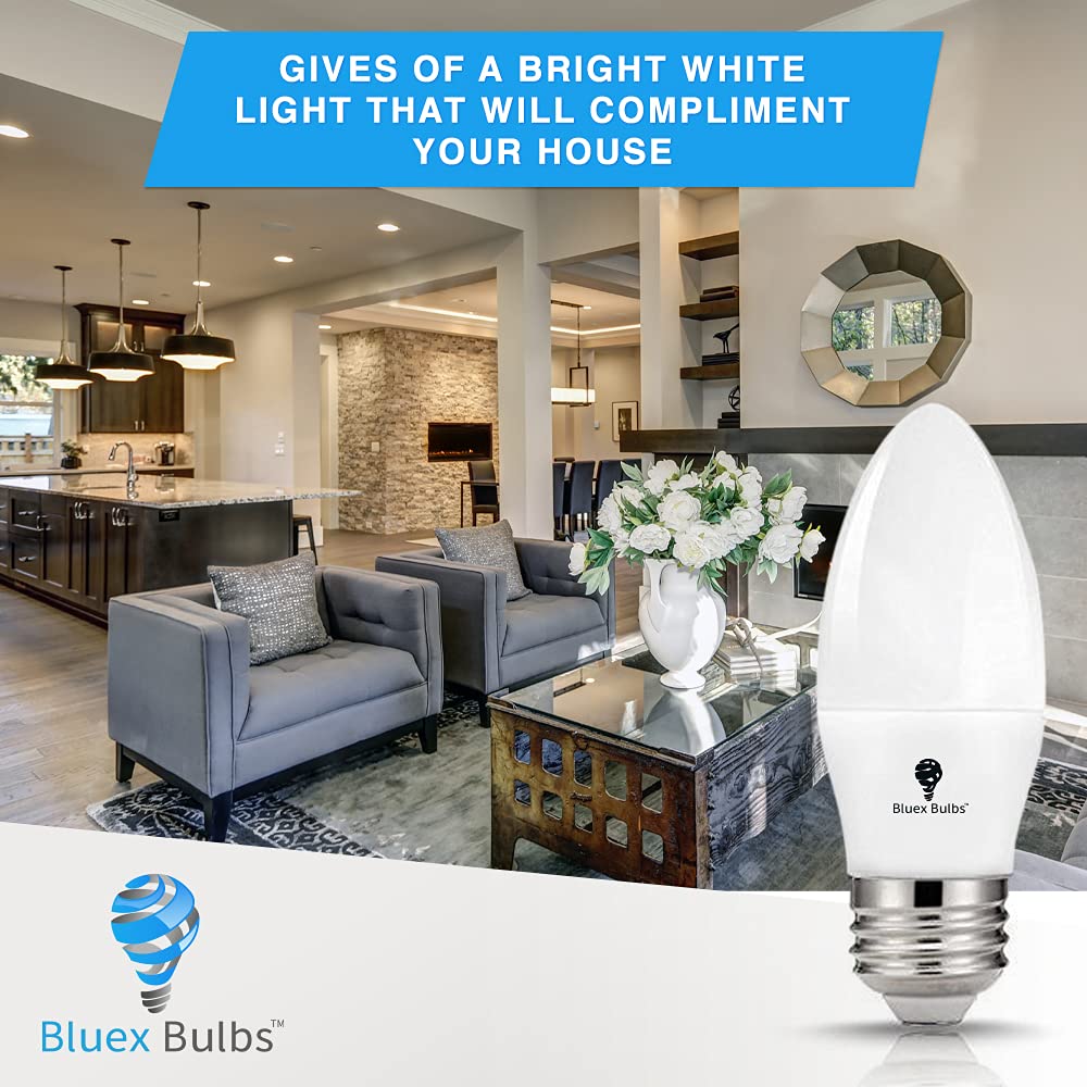 8 Pack E26 Dimmable LED Bulb 6W Candelabra Bulbs 2700K Warm White 650lm 60W Equivalent, Medium Base Bulb for Ceiling Fan Light Bulbs, E26 Chandelier Light Bulbs, Kitchen, Fixtures, E26 Candelabra Bulb