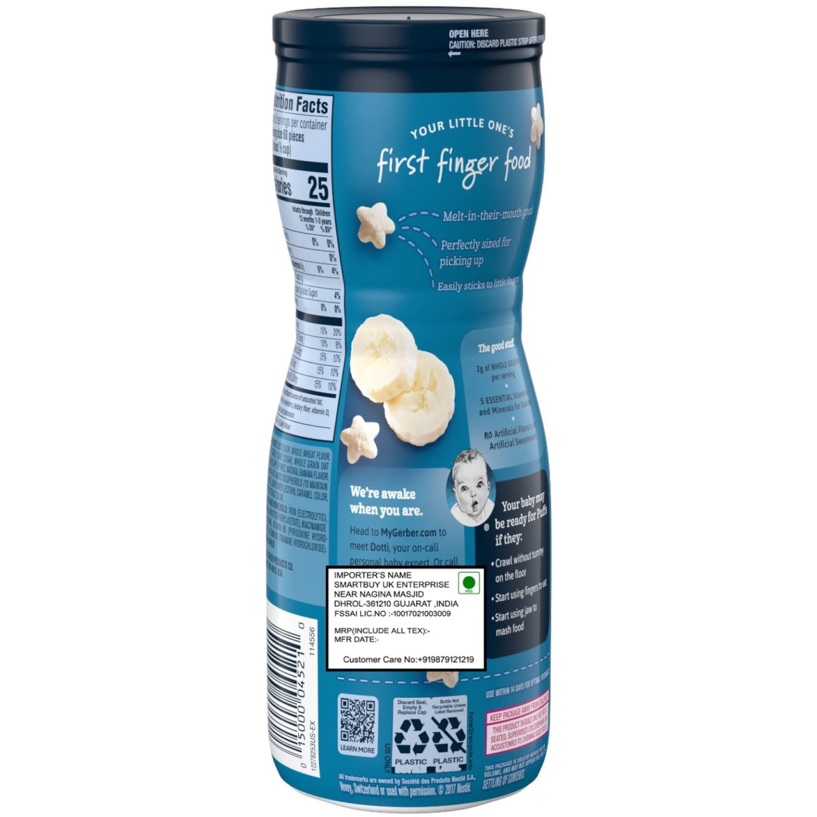 Gerber Graduates Puffs Cereal Snack, Banana, 1.48 Ounce