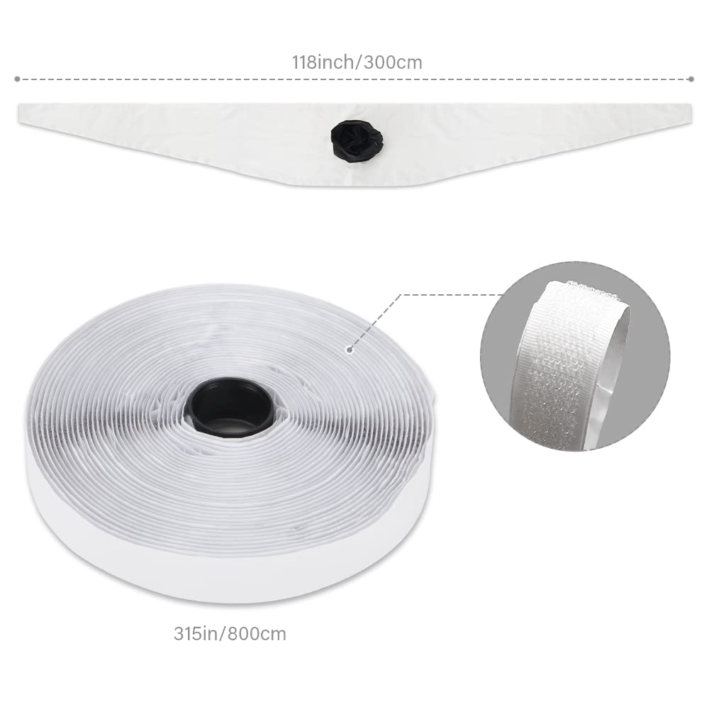 BEWAVE Portable AC Window Seal, Universal Window Seal for Portable Air Conditioner, Window Vent Kit with Shrink Rope and Adhesive Fastener for Casement Window, 118Inch/300CM