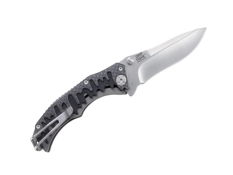 CRKT Drip Tighe EDC Folding Pocket Knife: Assisted Opening Everyday Carry, Satin Blade, Thumb Stud, Liner Lock, G10 Handle with Carbon Fiber Overlays, Pocket Clip 1190