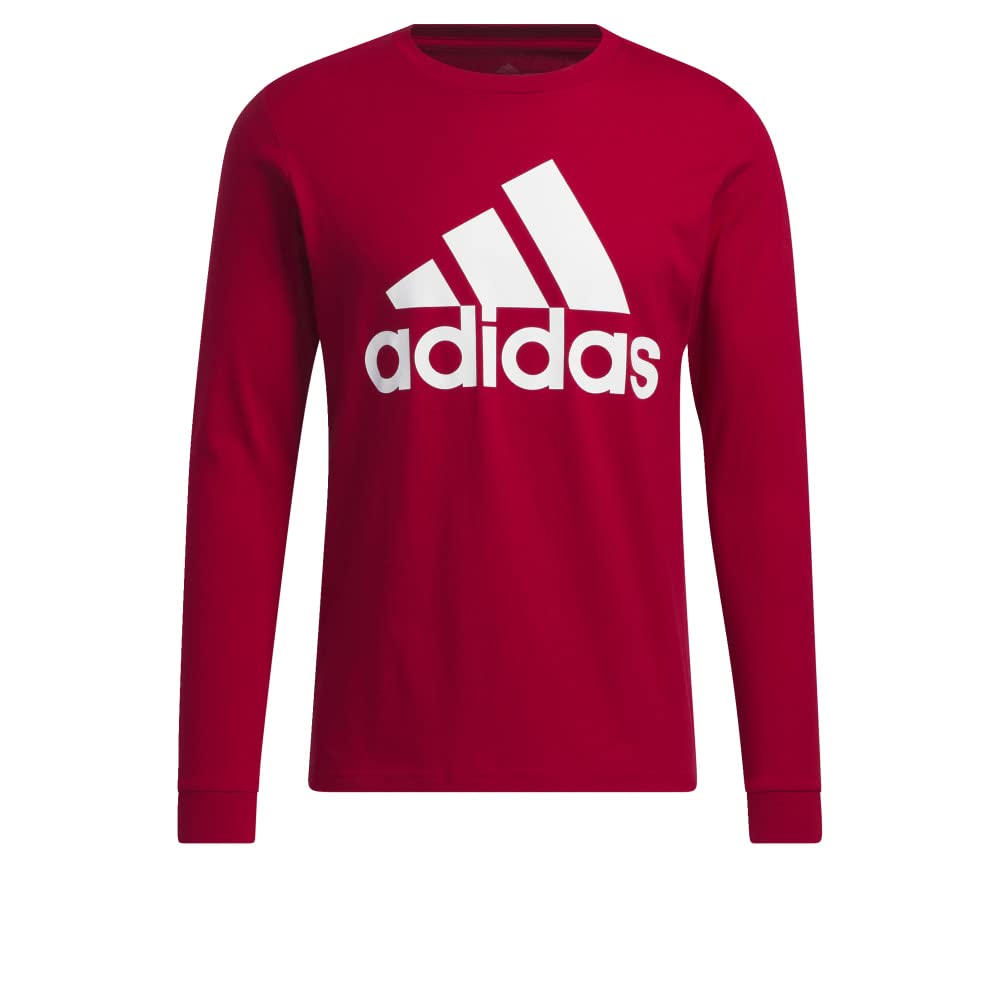adidas Amplifier Long Sleeve Badge of Sport Tee Men's, Red, Size XL