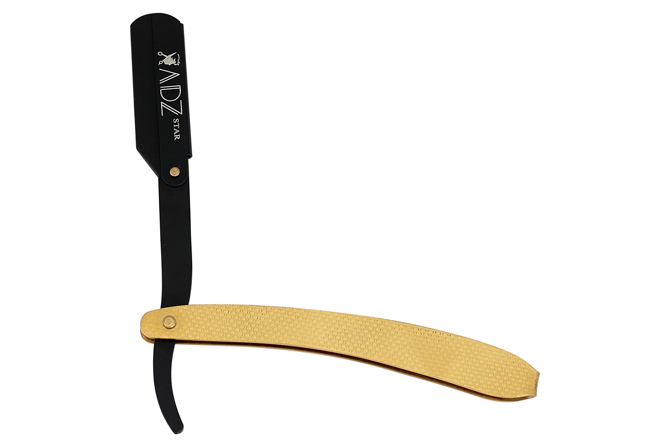 ADZ STAR Professional Straight Edge Razor with 10 Single Straight Razor Blades-Barber Straight Razor, BLACK & GOLD