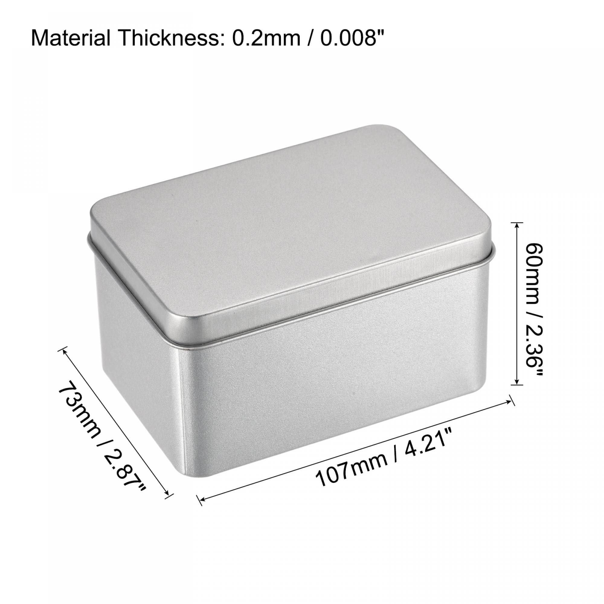 uxcell Metal Tin Box, 4.21" x 2.87" x 2.36" Rectangular Empty Tinplate Containers with Lids, Silver Tone, for Home Organizer, Candles, Gifts, Car Keys, Crafts Storage