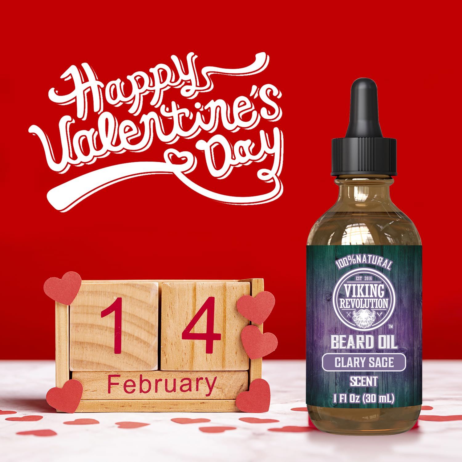 Viking Revolution Beard Oil with Clary Sage for Men - Natural Blend with Argan and Jojoba Oils for Softening, Strengthening, and Moisturizing