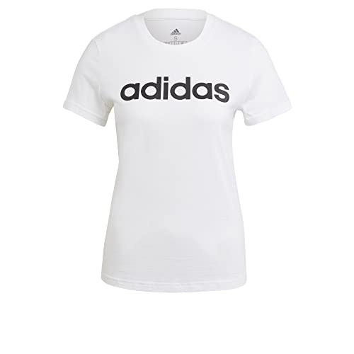 adidas womens Linear T-Shirt White/Black Large