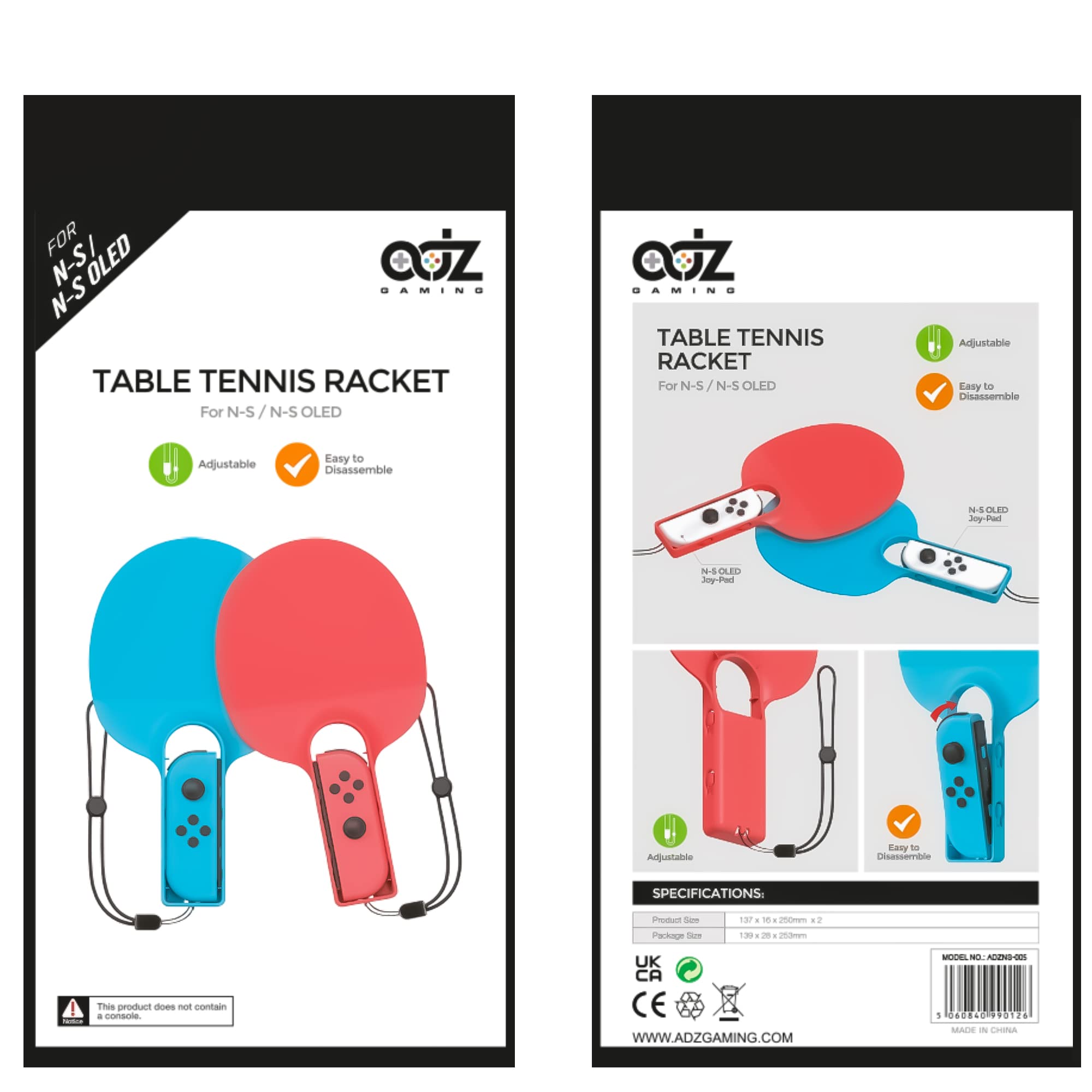 ADZ Table Tennis Racket for Nintendo Switch Mario Tennis Aces Switch Tennis Racket Grip Compatible with Nintendo Switch and Switch OLED Joy-Con Controllers