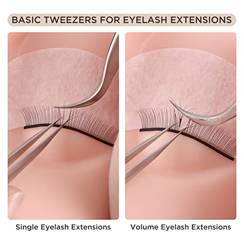 BEYELIAN Eyelash Extension Tweezers, Professional Lash Tweezers for Make Fans Volume Lashes, Curved Tip Stainless Steel Tweezers ST-15