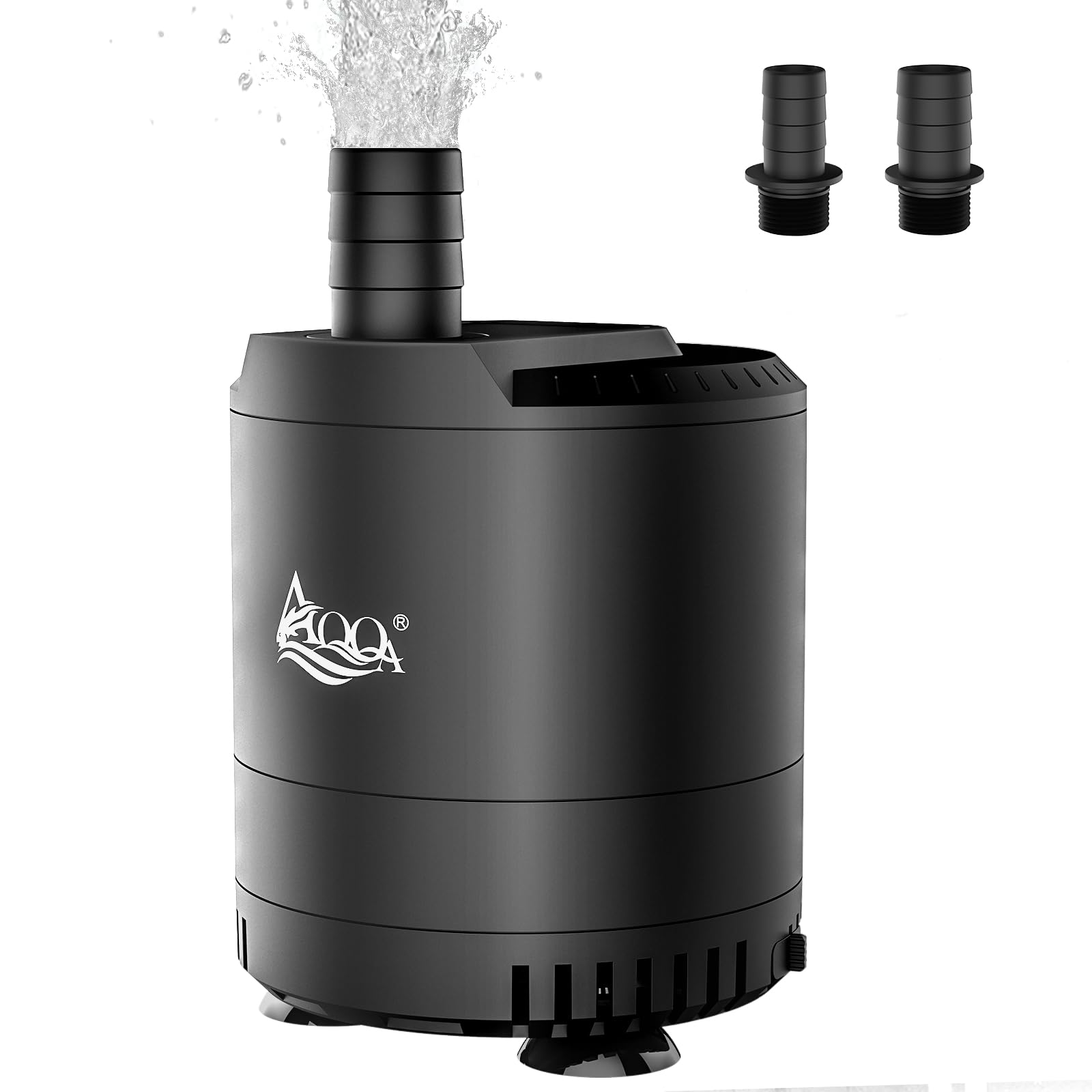 AQQA 160-800GPH Aquarium Submersible Water Pump with 2 Nozzles Adjustable Waterflow Ultra Quiet Electric Water Pump for Fish Tank Water Circulation Pool Draining Water Fountain (30W, 530GPH)