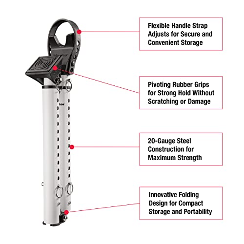 Master Lock Compact Door Stopper Folding Security Bar, Adjustable for Hinged and Sliding Doors, White