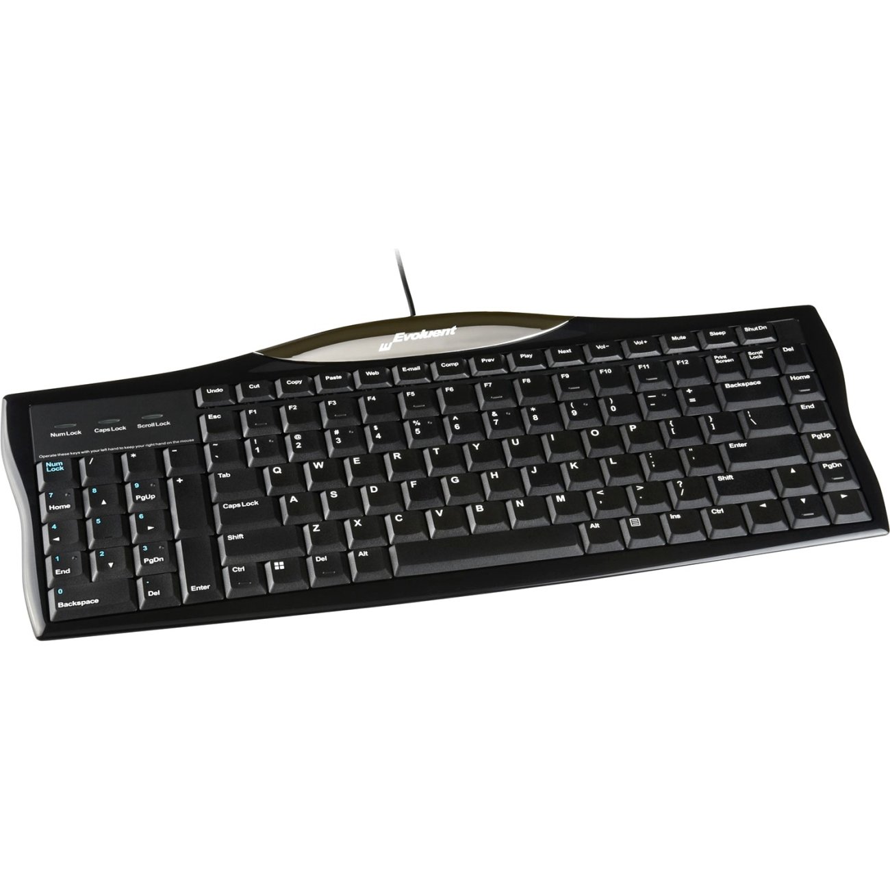 Evoluent R3K Reduced Reach Right-Hand Keyboard with Wired USB Connection