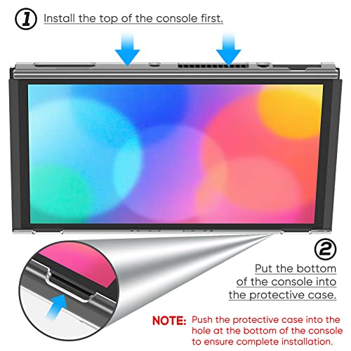 Accessories Bundle for Nintendo Switch OLED Model, MENEEA Carrying Case & Screen Protector, Clear Cover Protector, Grips & Charger Dock for Joycons, Steering Wheels, Console Stand & Game Card Case