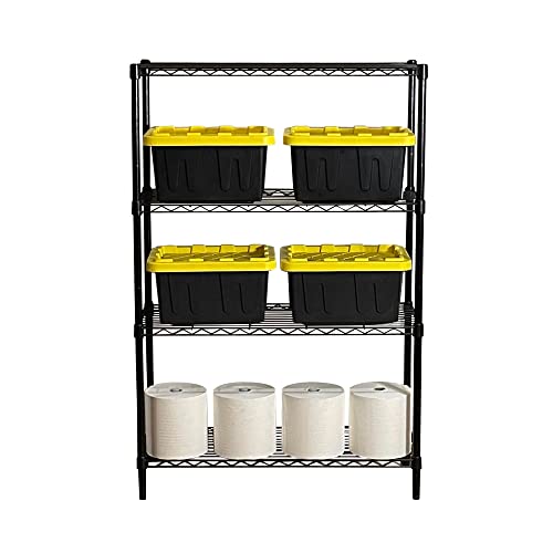 Juggernaut Storage 36" W x 14" D x 54" H Four-Shelf Steel Shelving Unit, 1400 lb Capacity, Black